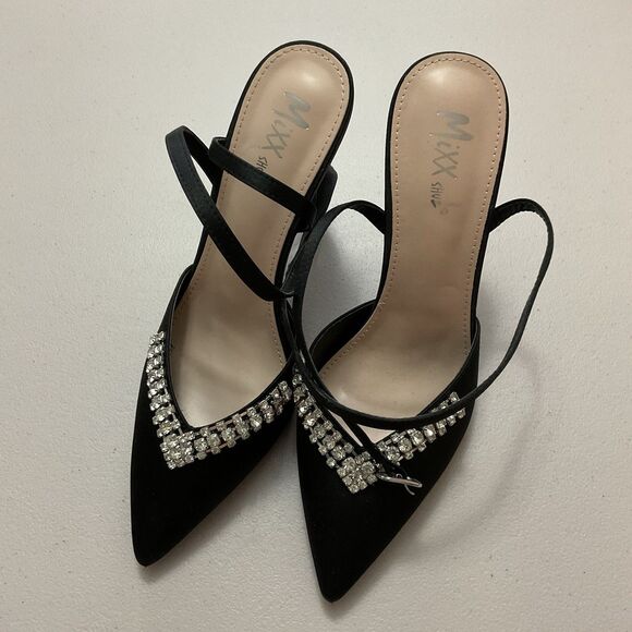 HIGH | Shoes | Mixx Shuz Carson Black Strappy Embellished Pointy ...